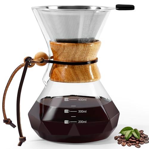 商品説明商品特徴高品質 この コーヒードリップ 器具 は最高級のホウケイ酸ガラスで作られており、臭いや化学残留物、その他の臭いを吸収せず、BPAも含まれていません。 容量：1～2杯 この コーヒーサーバー セット は容量が400mlで、一度...