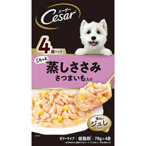 ※画像はイメージです。パッケージデザイン等は予告なしに変更されることがあります。※メーカーの欠品や製造中止により納期遅延、またはお届けできない場合がございます。マースジャパンリミテッド シーザー ごろっと蒸しささみ さつまいも入り 70g×...