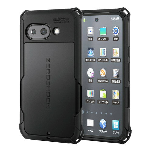 エレコム PM-P251ZEROBK Google Pixel 9a ケース ハイブリッド カバー 衝撃吸収 カメラレンズ保護設計 ワイヤレス充電可 ストラップホール付 ZEROSHOCK ブラック ●衝撃吸収構造で端末を衝撃から守るZER...