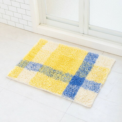 オカ 乾度良好リアン バスマット 約45×60cm 吸水 速乾 抗菌 クロス ブルー●何人使ってもサラサラ続く、吸水速乾バスマット●クロスするラインが美しい、吸水速乾バスマット『リアン』