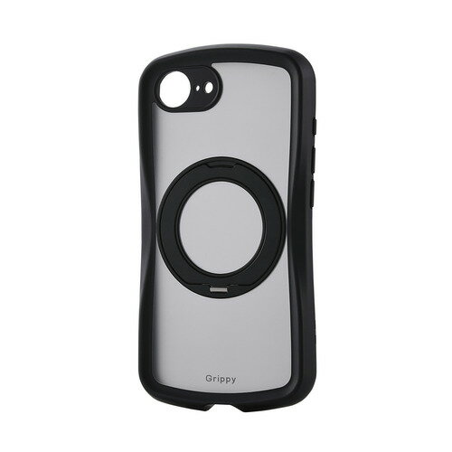 エレコム PM-A25SGRSTKMBK iPhone 17e/16e ケース ハイブリッド カバー 衝撃吸収 MAGKEEP 磁力吸着ワイヤレス充電対応 回転式スタンド付 Grippy ブラック ●磁力装着タイプのワイヤレス充電器に対応し...