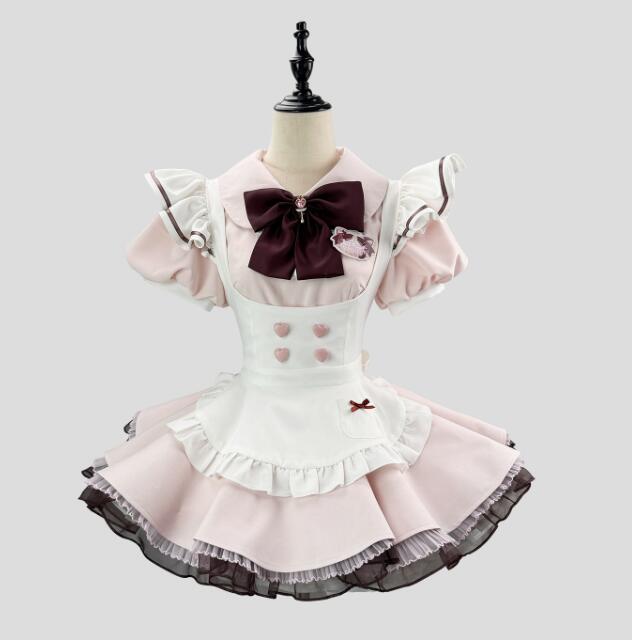 商品名 レディース メイド コスプレ衣装 ロリータ衣装 半袖 色 写真色 内容 ワンピース+エプロン+リボン+胸飾り+カチューシャ サイズ S　バスト84　ウェスト64　着丈64　身長155　体重40KG M　バスト88　ウェスト68　着丈...