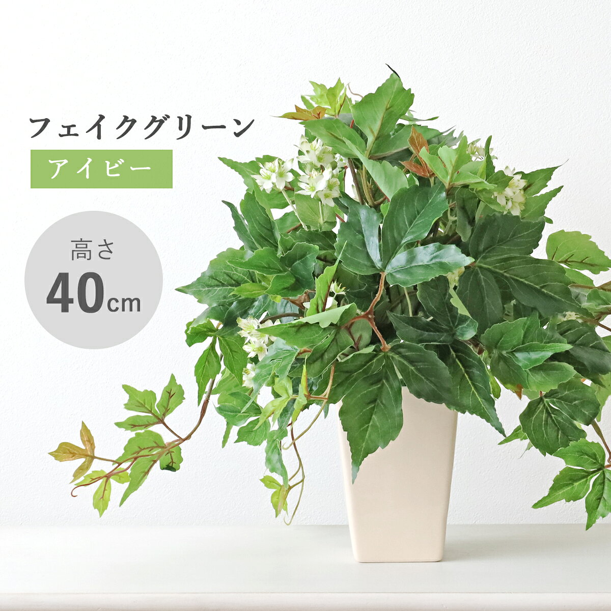 流れるように広がるアイビーと清楚な小花が、お部屋を華やかに彩るグリーンの鉢植えです サイズ：約高さ40cm×幅50cm×奥行50cm＊商品の仕様は変更になる場合がございます＊鉢や下草などがメーカー在庫切れの際は近似品になります、ご了承下さい...