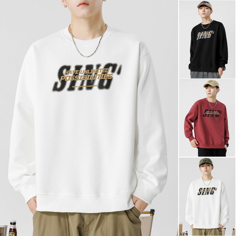 トレーナー メンズ 長袖 英文字 プリント 秋服 スウェットパーカー秋服 スポーツウエア カジュアル ロンT 韓国 ファッション オシャレ カットソー ブルオーバ 2024新作 綿 サイズ：M L XL 2XL 表地：コットン60%,ポリエ...