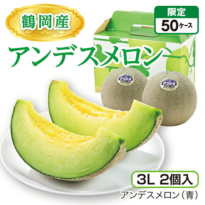名称 鶴岡産 アンデスメロン 内容量 3L 2個入 アンデス（青） 原産地 山形県産 保存方法 直射日光・高温多湿を避けて保存ください。 食べ頃目安 生物ですのでお早めにお召し上がりください のし 対応不可 お届け時期 6月下旬頃～8月上旬...