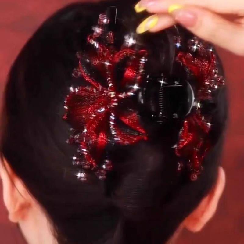 レディース ヘアクリップ 銅線 編み込み フラワー 水晶 装飾 後頭部 用 大型 バナナクリップ 高級感 魅惑的 スタイル 華やか アクセサリー・カテゴリ: ヘアアクセサリー・素材: 金属・加工: ・タイプ: クロークリップ・カラー: 赤・...