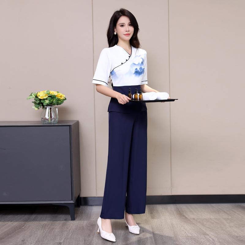 作業服 短袖 足湯 サロン 技師服 中国風 足浴 美容院 耳かき師 セット 快適 軽量 ユニフォーム 日常使い プロ用・性別: 女性・機能: 吸湿排汗・主な素材: ポリエステル70%・カラー展開: ブルー・サイズ展開: S.M.L.XL.X...