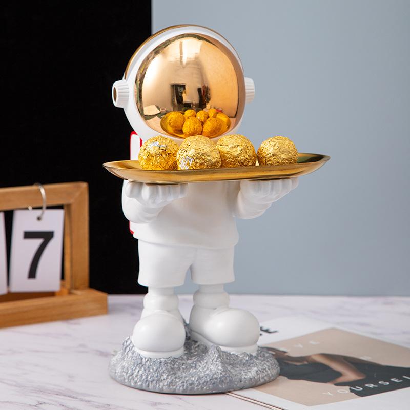 トレイ 置物 宇宙飛行士 モチーフ 玄関 鍵 収納 リビング インテリア デコレーション 高級感 ディスプレイ・カテゴリ: 樹脂・素材: プラスチック.樹脂・カラー: 白・スタイル: 現代簡約