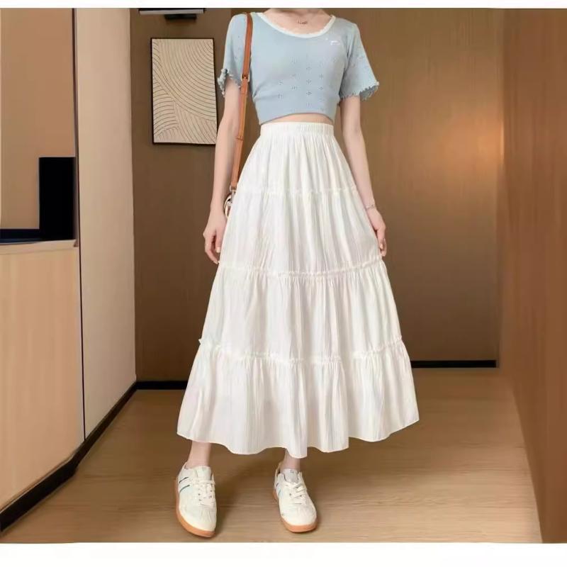 Aラインスカート レディース 白色 ハイウエスト ミドル丈 フレア スリム 甘め エレガント・カテゴリ: スカート・・主な素材: ポリエステル・柄: 無地・スカートシルエット: プリンセス・スカート丈: ロング・要素: 3D立体パターン・カ...