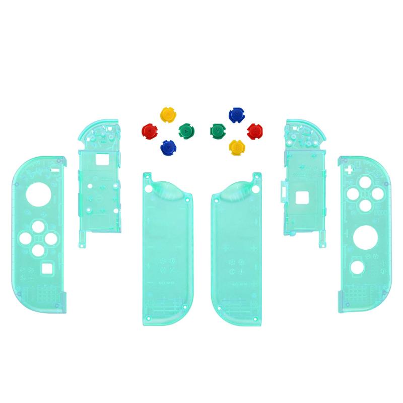 eXtremeRate ジョイコン用クリア交換シェル（ジョイコン本体は付属されません）、スイッチjoyconとスイッチOLEDモデルに対応用ハンドヘルドコントローラーハウジングケース、カラフルなボタ