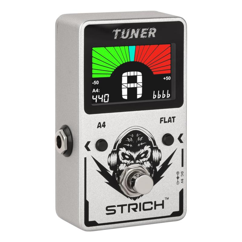 STRICH チューナー ギターペダル 精密クロマチック・ドロップ・チューニング 430-450Hz A4トゥルーバイパス カラーディスプレイ エレキギター/ベース用🎸 【頑丈でスタイリッシュ】頑丈なタンクのような構造を誇り...