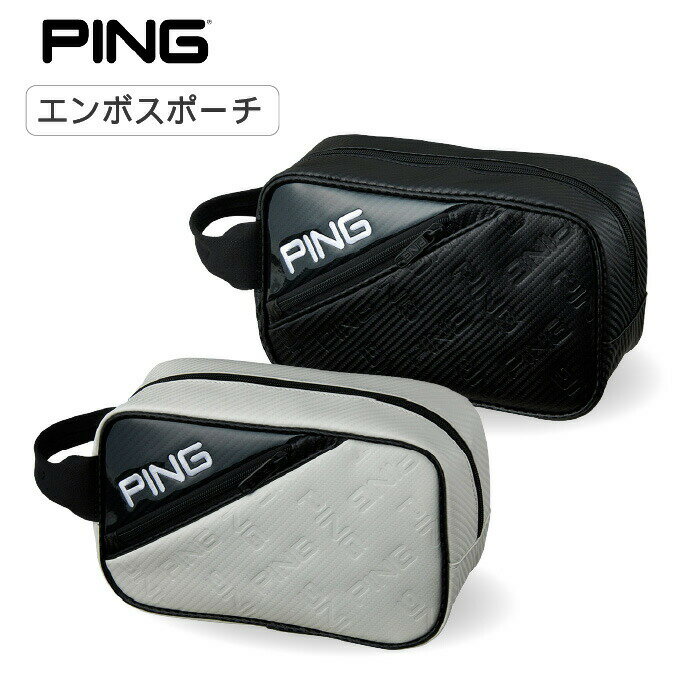 ピン GB-U2519 エンボスポーチ ラウンドポーチ 2025年モデル！ ◎カーボン調のPU素材にエンボスロゴとエナメル部分使いでアクセントをつけたオーソドックスなラウンドポーチ ◎アウターには前面のZIP付きポケット1か所、インナーには...