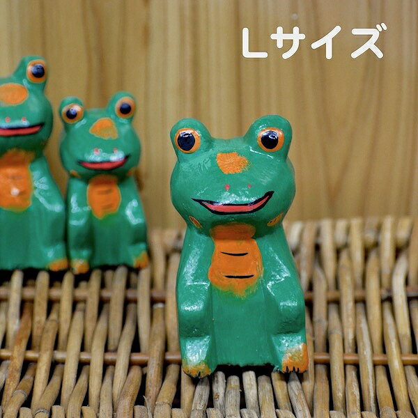 現在開催中の楽天ポイントキャンペーン♪ 仕様 【サイズ】全体サイズ：L　幅3cm×奥行3cm×高さ7cm【素材】天然木 コメント 木製カエルさんオブジェLサイズです！ 小さくてかわいいカエルさん。 S・M・Lサイズの単品もございますのでいく...
