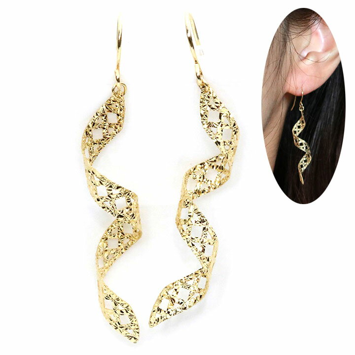 ─ Specスペック ─商品名地金＆ K18YG イエローゴールド ピアス石目（カラット数）地金 ─ 全体のサイズ全体の縦41.8ミリ位デザイン部分の縦34×横6.1×厚み5.3ミリ位ポストサイズピアス金具：フック式　直径0.5ミリ位重量1...