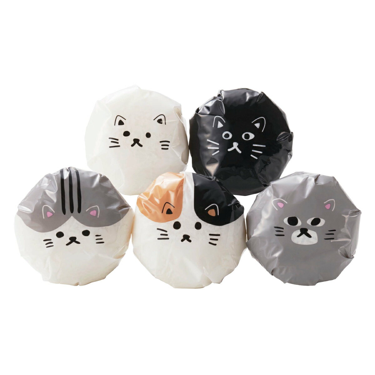 ◆商品名：へんしんおにぎりラップ ネコのあつまり ◆サイズ：約180×180mm ◆素材：ポリプロピレン ◆原産国：日本 ◆入数：15枚（5柄×各3枚）※とめシール付き ◆注意点： ※電子レンジ・冷蔵庫・オーブンはご使用いただけません。 ◆...