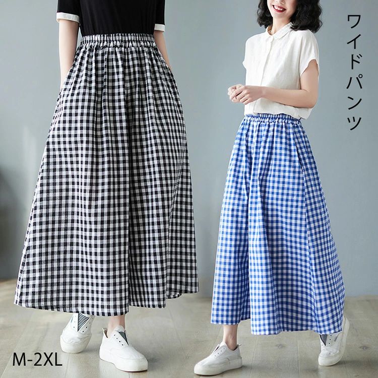 素材：綿麻 ★サイズ（cm）： M着丈81 ウエスト60-100 ヒップ158 裾口116; L着丈81 ウエスト64-104 ヒップ162 裾口116; XL着丈82 ウエスト68-108 ヒップ164 裾口120; 2XL着丈82 ウエ...