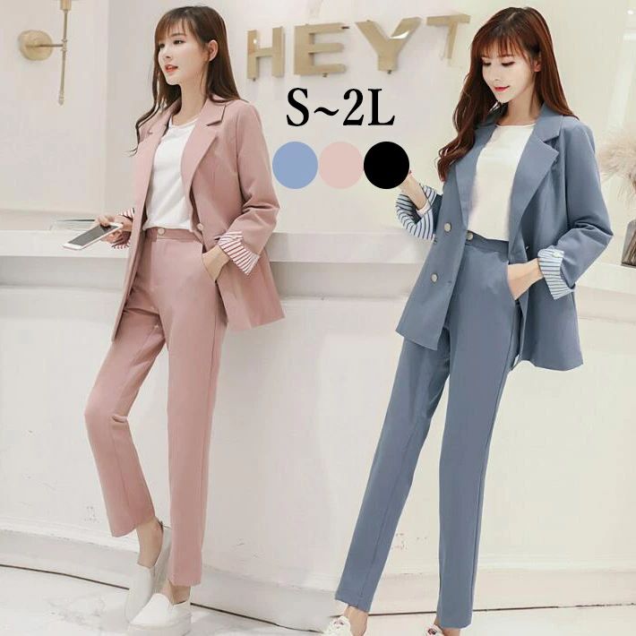 サイズ（約cm） ジャケット 着丈 肩幅 バスト S 67 36 86 M 68 37 90 L 69 38 94 2L(XL) 70 39 98 パンツ 着丈 ウエスト ヒップ幅 もも周り S 90 63 88 48 M 91 67 92...