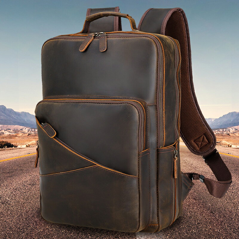 商品情報商品説明適用シーン：カジュアル、旅行素材：本革（天然牛革）容量：20～35L機能：耐久性、防擦傷PC収納：最大16インチデザイン：無地内装素材：ポリエステル天然牛革を使用し、一つ一つ丁寧に職人の手で仕立てた高級感あふれる本革バックパ...