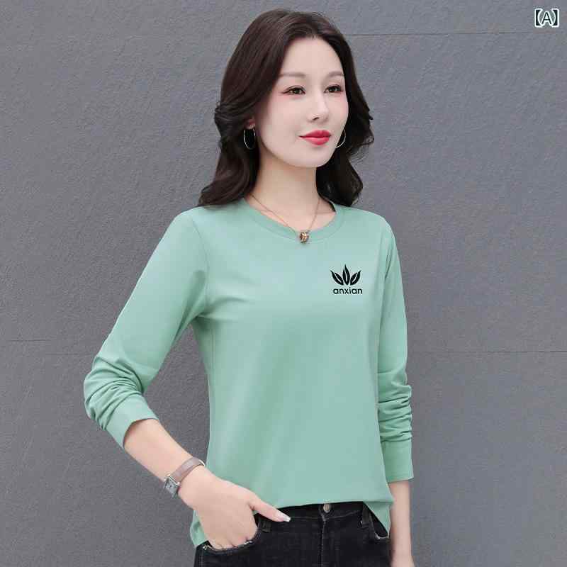 ・カテゴリ: Tシャツ・スタイル: 簡約カジュアル・主な素材: 綿95%以上・袖丈: 長袖・ネックライン: クルーネック・柄: 文字・着丈: 普通（50-65cm）・カラー展開: 果緑、苔緑、キャラメル、カーキ、ブラック、ホワイト、ダークブ...
