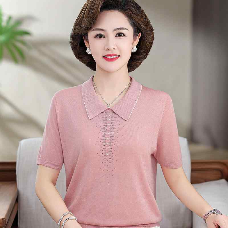 ・ブランド: 千百兔・スタイルカテゴリ: レディースTシャツ・パターン: その他・トレンド要素: 2025年夏季中高年お母さん・おばあちゃん服・発売年/季節: 2025年夏季・生地名: その他・カラー: ライトピンク, オレンジピンク, ブ...