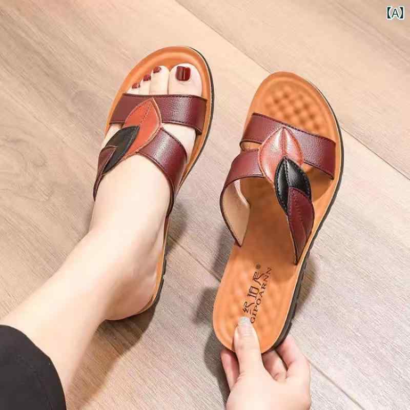 サンダル レディース ミセス 婦人靴 厚底 魚の口 スリッパ レザー 革 快適 履きやすい 滑り止め カジュアル 赤 黒 白・流行要素: -・靴のつま先の形状: 魚の口・靴の甲の素材: EVA・スタイル: カジュアル・対象: 女性・ヒールの...