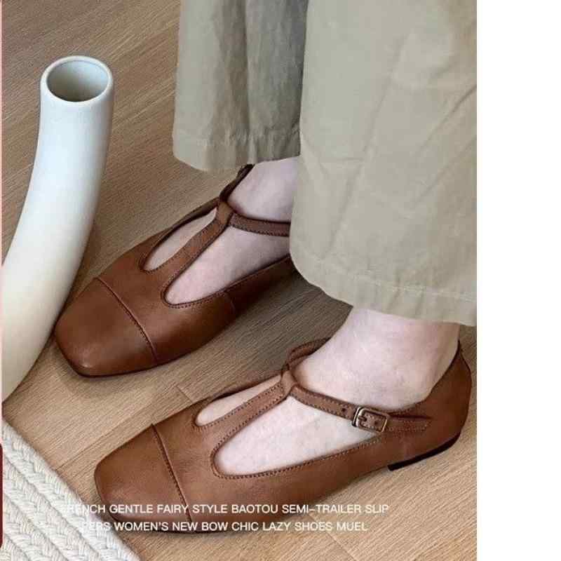 パンプス レディース 瑪麗珍鞋 マリー ジェーン ストラップ スクエアトゥ フラット ローヒール ぺたんこ 履きやすい 歩きやすい カジュアル かわいい カーキstring