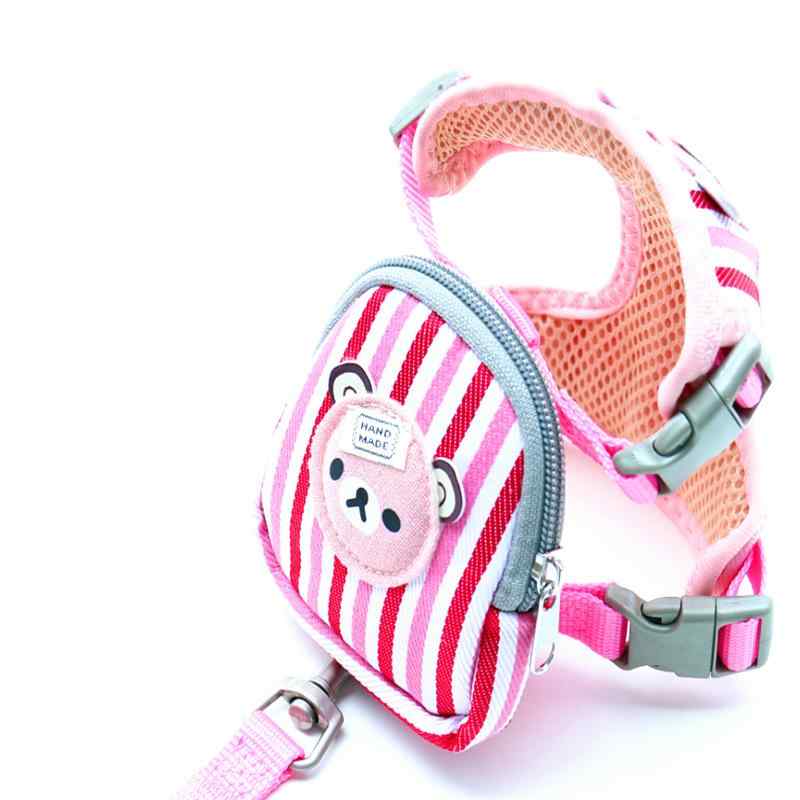 ハーネス リード 犬用 韓国 ストライプ 背心式 牽引ロープ バッグ付き 小型犬 3kg～7kg 7kg～15kg ピンク ブルー ベージュ イエロー グレー・素材: ナイロン・製品カテゴリ: 牽引帯・伸縮性: あり・カラー: ピンク, ス...
