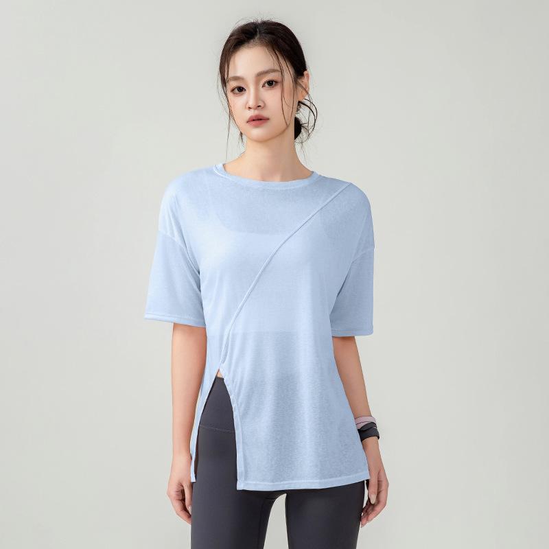 Tシャツ レディース 大きいサイズ ゆったり ランニング ウェア 半袖 スポーツ ヨガ 服 春夏 吸湿速乾 トレーニング 運動着 ブルー ホワイト パープル ピンク ブラック