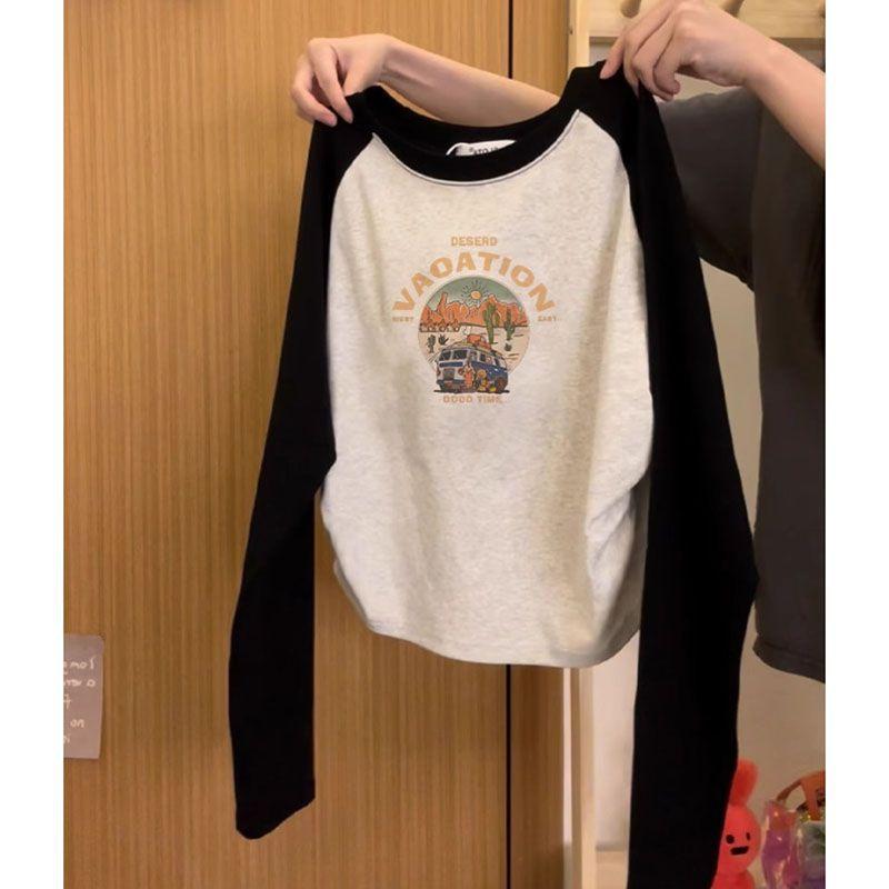 Tシャツ レディース 秋冬 長袖 カットソー ラウンドネック コットン混紡 ゆったり トップス 黒 ブラック グレー かわいい アニメキャラクター プリント あったか 裏起毛 普段使い 通勤・素材: 綿・柄: 动漫卡通・スタイル: プルオー...