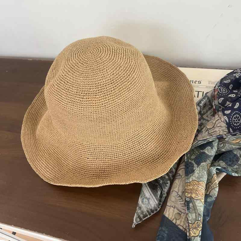 麦わら帽子 レディース 大判 日焼け防止 帽子 ラフィア草 海辺 遮光 ビーチ ハット 折りたたみ可能 ベージュ カーキ ブラウン 通気性・カテゴリ: 草帽・適合シーズン: 夏季・帽子の種類: ラウンドトップ・つばの形状: ワイドブリム・カ...
