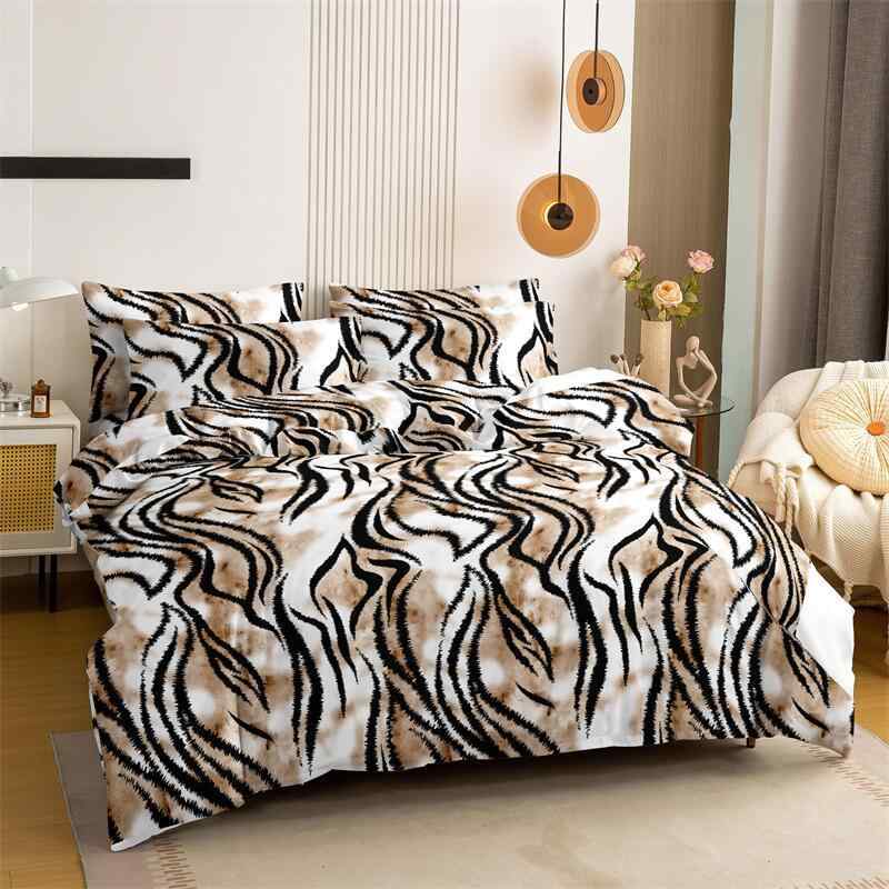 寝具 カバーセット 枕カバー ポリエステル 心柄 1.5mベッド用 赤 黒 ハート 豹柄 アニマル柄 モノトーン スタイル・素材: 化繊・柄: 心形・スタイル: 美式・製品等級: 合格品・種類: ベッドカバーセット・カラー: ブラック・柄:...