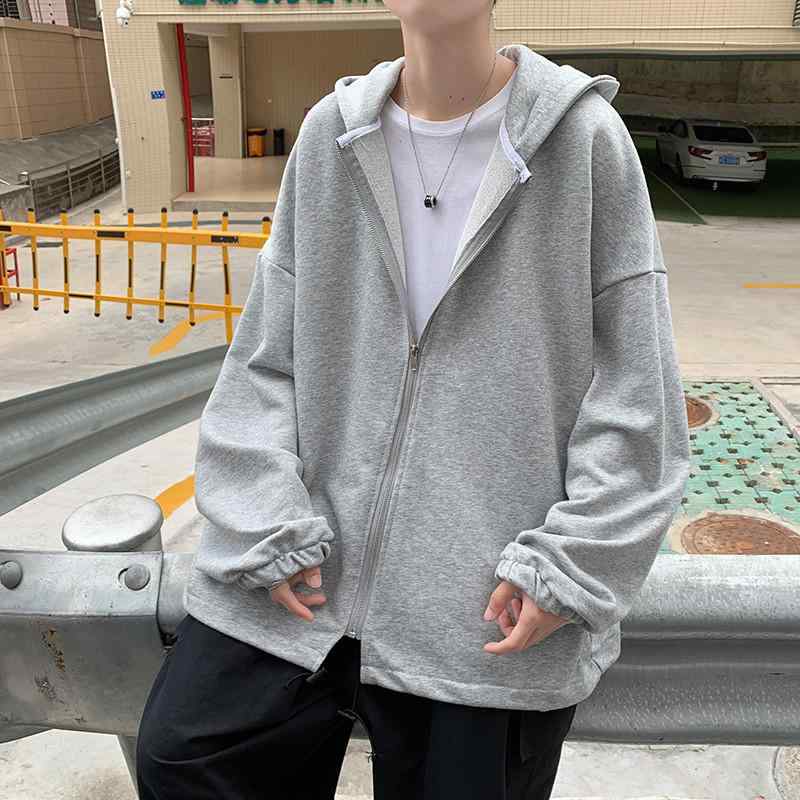 パーカー メンズ 男性用 春秋 長袖 接触冷感 無地 フード付き グレー 黒 普段使い リラックス 部屋着・スタイル: 港風・袖丈: 長袖・連帽: 連帽・前立て: ジッパー・・素材: ポリエステル繊維（ポリエステル）・シーン: カジュアル・...