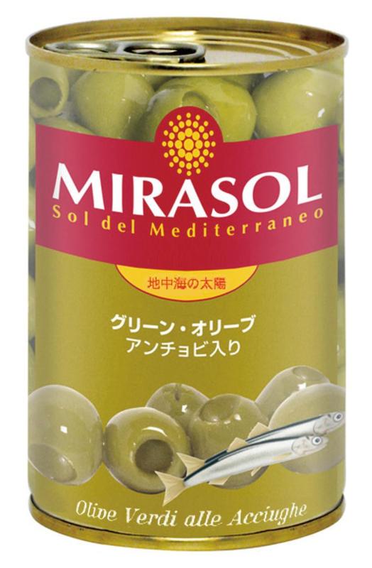 日欧商事 ミラソル グリーン・オリーブアンチョビ入り 300g×2個原材料：オリーブ、食塩、アンチョビペースト/調味料（アミノ酸）、酸化防止剤（ビタミンC）、乳酸、クエン酸、ゲル化剤（アルギン酸ナトリウム）商品サイズ(高さx奥行x幅):10...