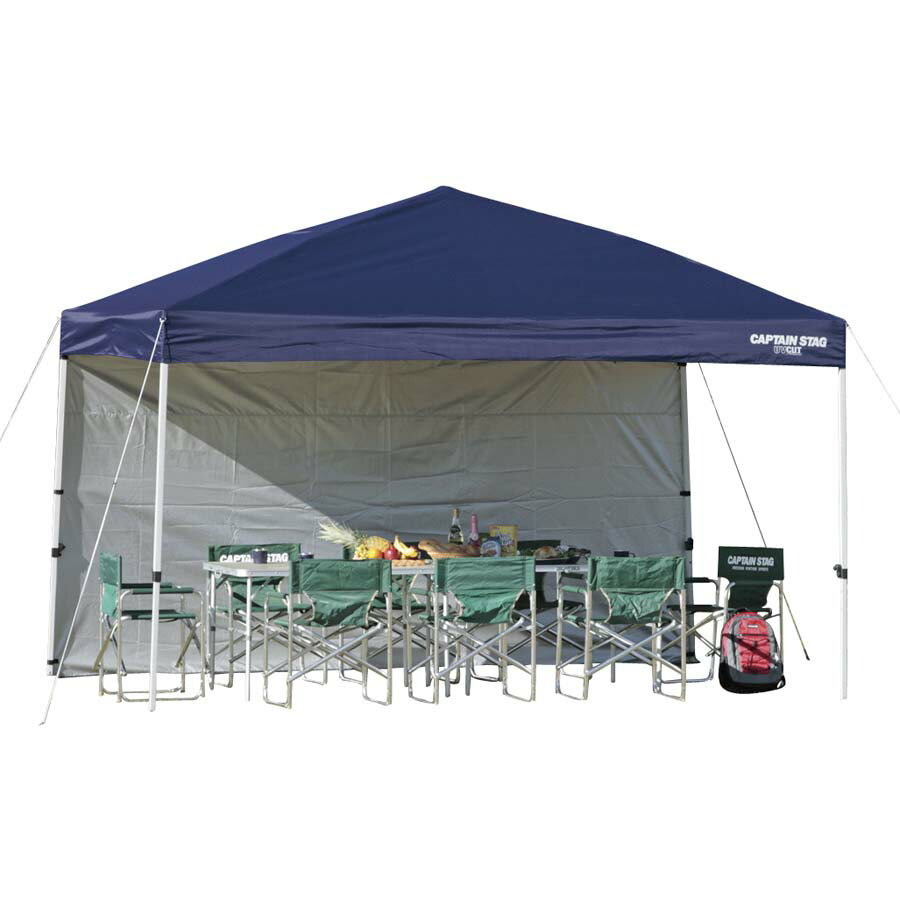 　【ここがポイント！】 サイドからの日差しや雨・風の吹き込みをカット！キャンプサイトなどでプライバシーの保護としても役立ちます。 こちらはサイドパネルのみとなります。骨組みはございません。ワンタッチタープ375×250UV-Sの前・後面に装...