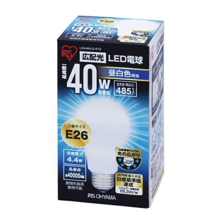 商品情報品番LDA4N-G-4T2JAN4967576172288口金E26口金(直径26mm)全光束約485lm定格消費電力約4.4W定格入力電流約0.09A外形寸法全長113mm、外径60mm質量約64g設計寿命40000時間※表示は設...