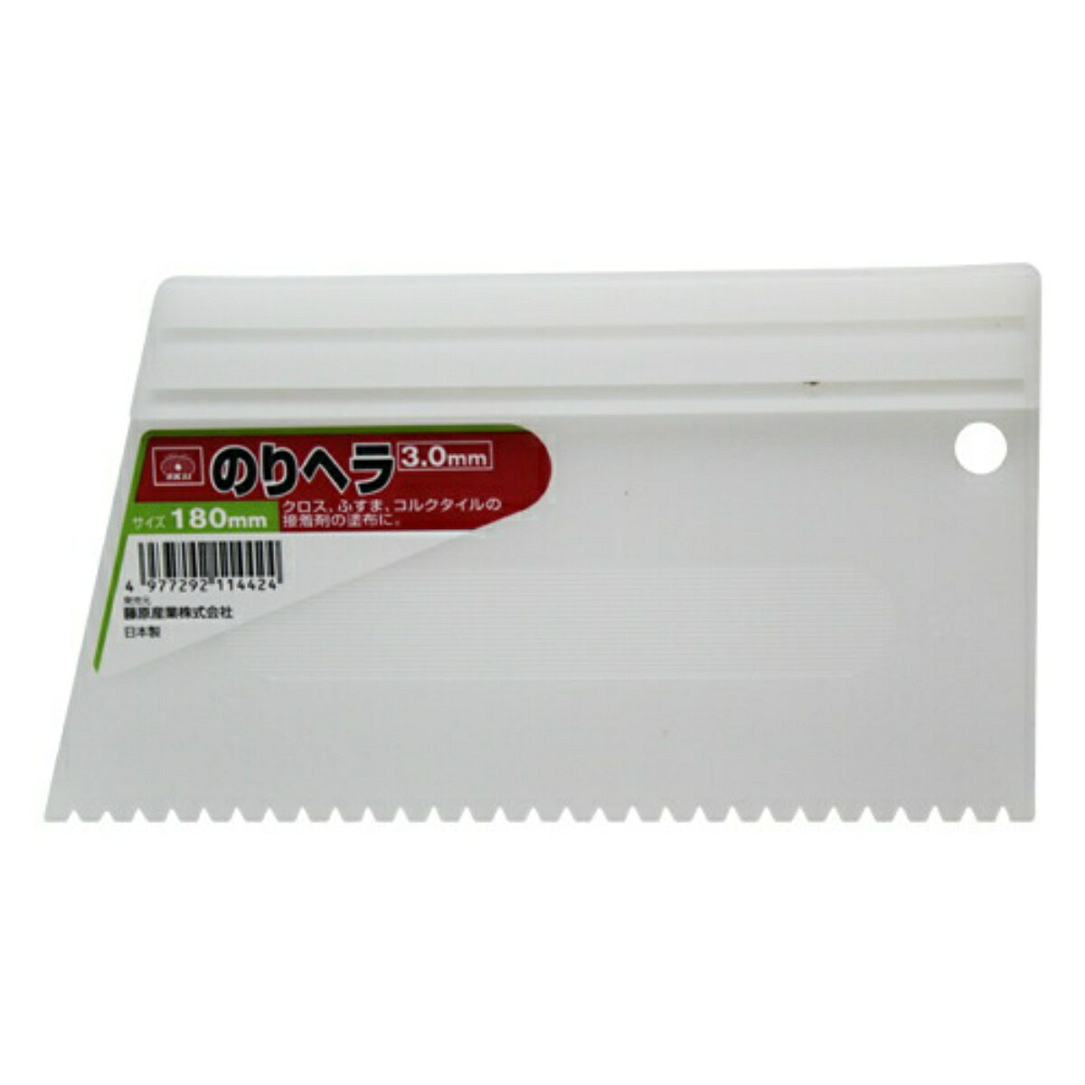 商品名：SK11 のりヘラ 3.0mm 180MM内容量：1個JANコード：4977292114424原産国：日本商品番号：101-4977292114424ブランド：SK11ヘラの先のギザで一定の厚みで塗り付けができます。接着剤の塗布に適...