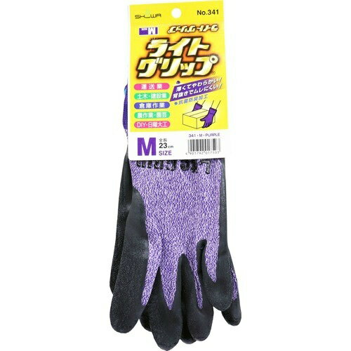 商品名：ライトグリップ（タグ付き）Mパープル内容量：1個JANコード：4901792017503発売元、製造元、輸入元又は販売元：ショーワグローブ原産国：マレーシア商品番号：101-73127商品説明：●天然ゴムを手のひらにコーティングした...