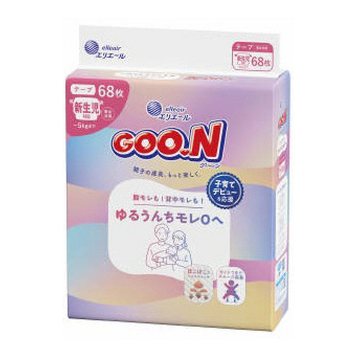 商品名：グーン ゆるうんちモレ0へ 新生児用 テープ 68枚 こども用紙おむつ内容量：68枚JANコード：4902011124293発売元、製造元、輸入元又は販売元：大王製紙原産国：日本商品番号：101-*004-4902011124293...