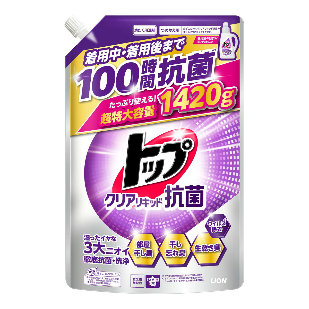 商品名：ライオン トップ クリアリキッド 抗菌 つめかえ用 超特大 1420g内容量：1420gJANコード：4903301378723発売元、製造元、輸入元又は販売元：ライオン原産国：日本商品番号：101-*006-49033013787...
