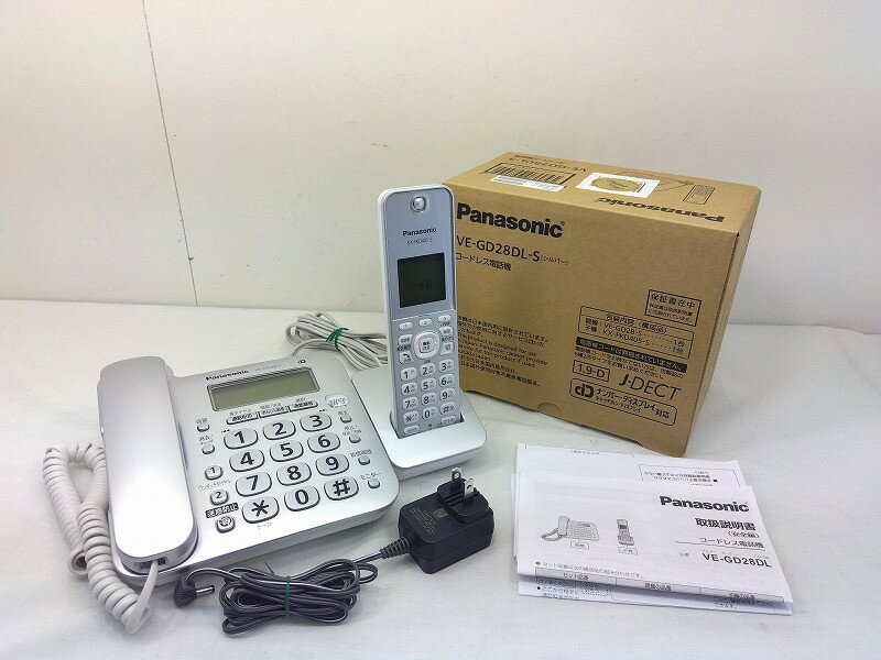 &nbsp; 商品説明 商品名 【中古】Panasonic パナソニック　コードレス電話機　子機1台付き　VE-GD28DL　シルバー【9800円以上で沖縄・離島も送料無料】 コメント 目立ったダメージは見られず綺麗な状態です。 付属品は画...