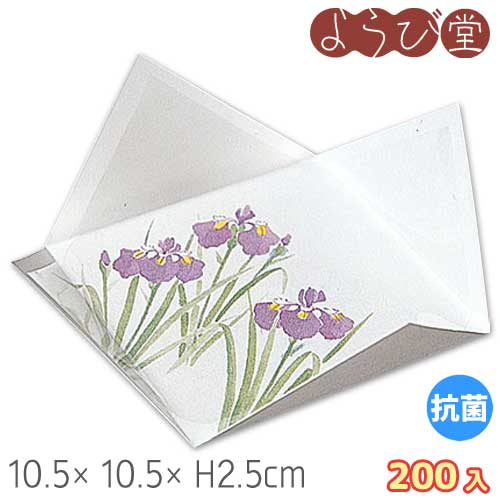 四季の花柄を珍味入れに。抗菌フィルムを貼り合わせプレス加工してあるので直接お料理を盛り付けてご使用いただけます。陶器とは一味違った演出が楽しめます。＜意匠登録済み＞ ●サイズ：約10.5×10.5×H2.5cm●入数：200枚入●素材：無蛍...