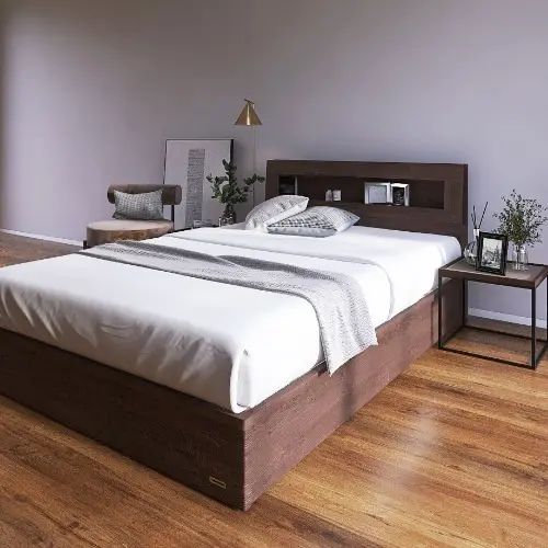 お客様の注目キーワードはこちら！[ベッド ダブル] フランスベッド 幅141cm 収納付き 照明付き すのこ マットレス付き 棚付き コンセント付き 引き出し付き 防ダニ 抗菌 防臭 日本国産 ウォルナット柄 モダン 高級感 フランスベッド...