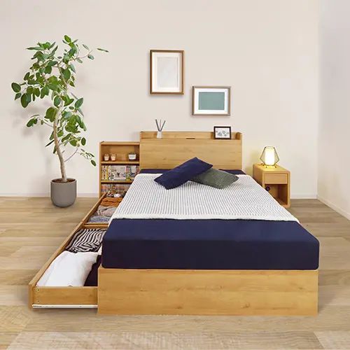 本棚付引出し収納ベッド ナチュラル セミシングルサイズ商品をお気に入りショップをお気に入りページトップ関連商品ご注文