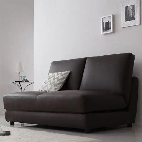 お客様の注目キーワードはこちら！シンプルフォルム×上品な合皮素材 デザインソファベッド (幅120)クッションを引き出すだけでレザーのセミダブルベッドに早変わりという、コンパクトで気軽なソファベッド。背を倒して横向きに使うタイプだと幅が大き...