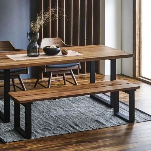 お客様の注目キーワードはこちら！豊かな木目を楽しむ 和モダンダイニング ベンチ 幅110cm ウォールナットダイニングテーブルと合わせることでカフェスタイルのインテリアを作り出すことのできる、和モダンデザインのベンチです。表情豊かな木目と美...