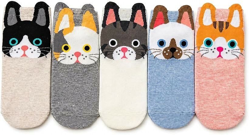 商品コード2bk9css1pl商品名靴下 レディース ソックス 5足セット 猫柄 スニーカーソックス アンクル丈 くるぶし丈 綿 韓国 動物柄 ねこ アニマル ガーリー ジュニアブランド＆.Auraカラーカラフルサイズ等22.0-25.0 ...