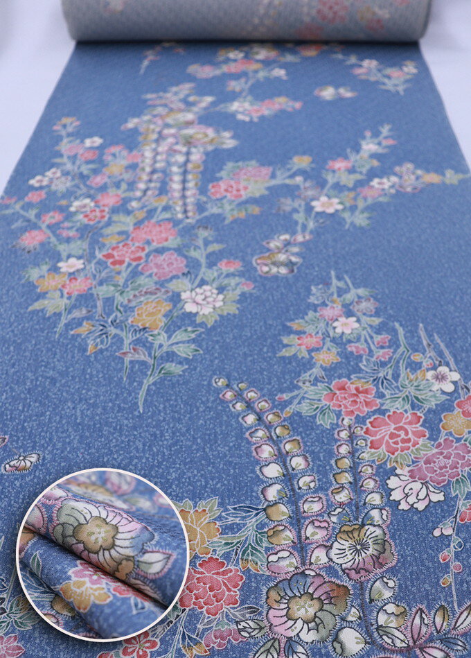 ←クリックで写真を拡大 商品情報 着尺 正絹 鮮やかな彩りで染められた、どこかレトロで尚 現代に通ずる モダンな面持ち。地値打ち確かな小物着尺のご紹介でございます。 現品限りでございますのでどうぞお見逃しなく！ 長さ約11.5m〜12.5m...