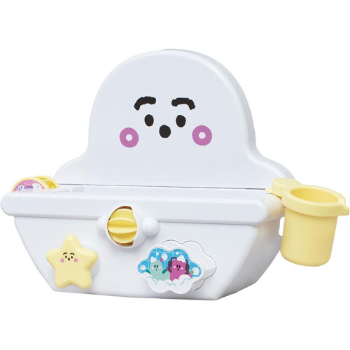シナぷしゅ ぷしゅぷしゅとおふろでくるくるジャージャー 【お風呂遊び 水遊び 幼児 子供 キッズ 誕生日 クリスマス プレゼント ギフト 玩具 おもちゃ】ぷしゅぷしゅがおふろに浸かっているデザインのバストイです。あひるコップで水をすくって、...