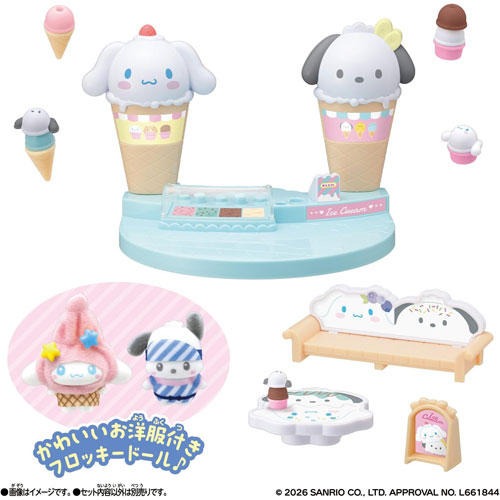 ぷちとも Sanrio characters シナモロール＆ポチャッコのアイスクリームのおみせ (サンリオキャラクターズ フロッキーフィギュア 人形) 【お店 ドール】サンリオキャラクターズのフロッキードール"ぷちとも"シリーズから「ぷちと...