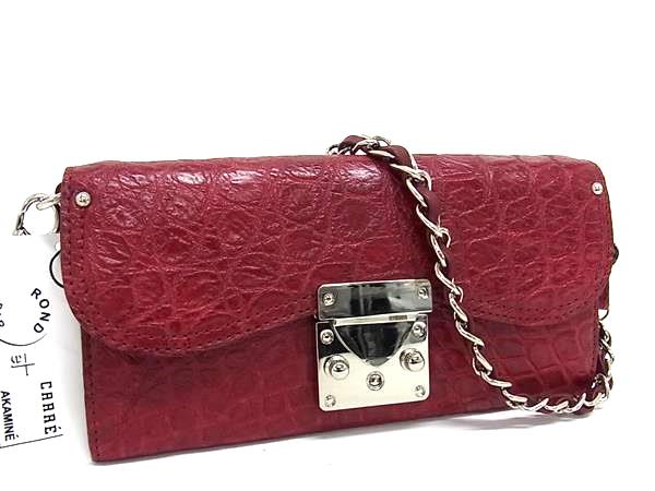 商品情報 ブランド名 ROND et CARRE PAR AKAMINE ロンエキャレ パー アカミネ 状態ランク Sランク(未使用品) ライン カラーレッド系 素材 クロコダイル サイズ W 約20cm　H 約10cm　D 約2cm ポケ...